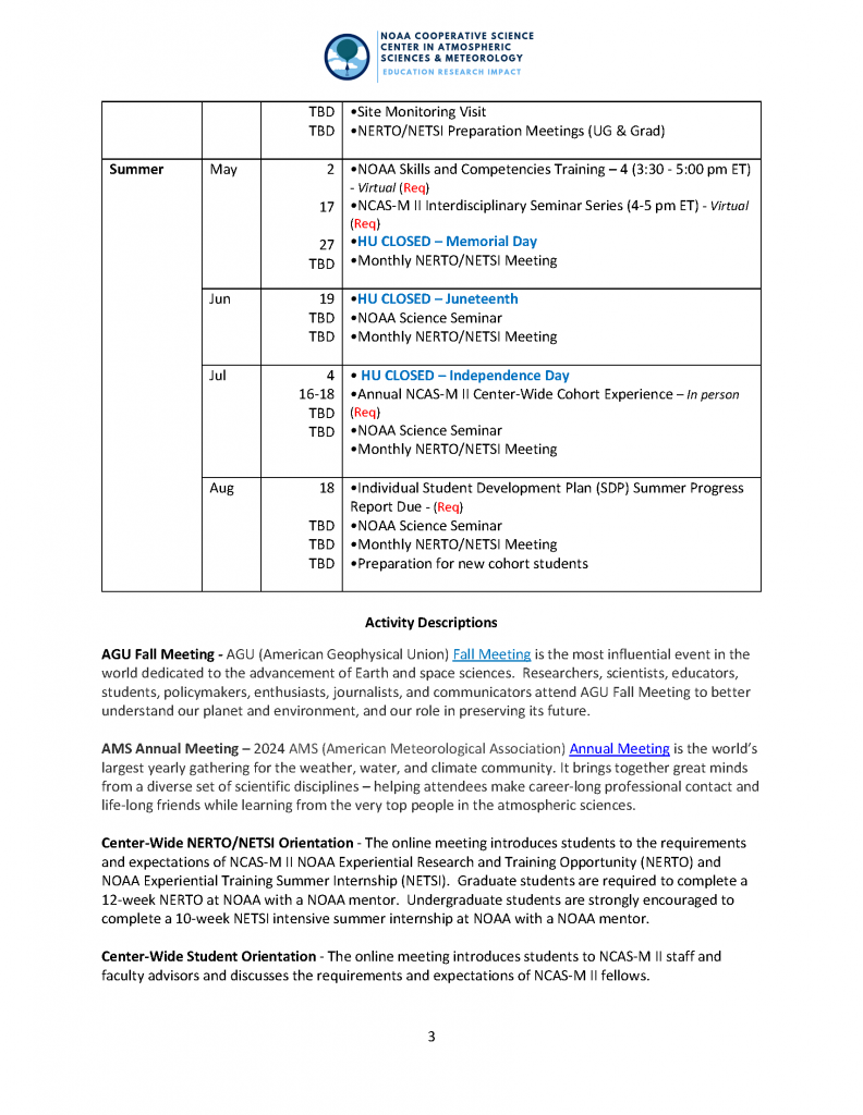 2023-2024 Education and Training Activities – NCAS-M II