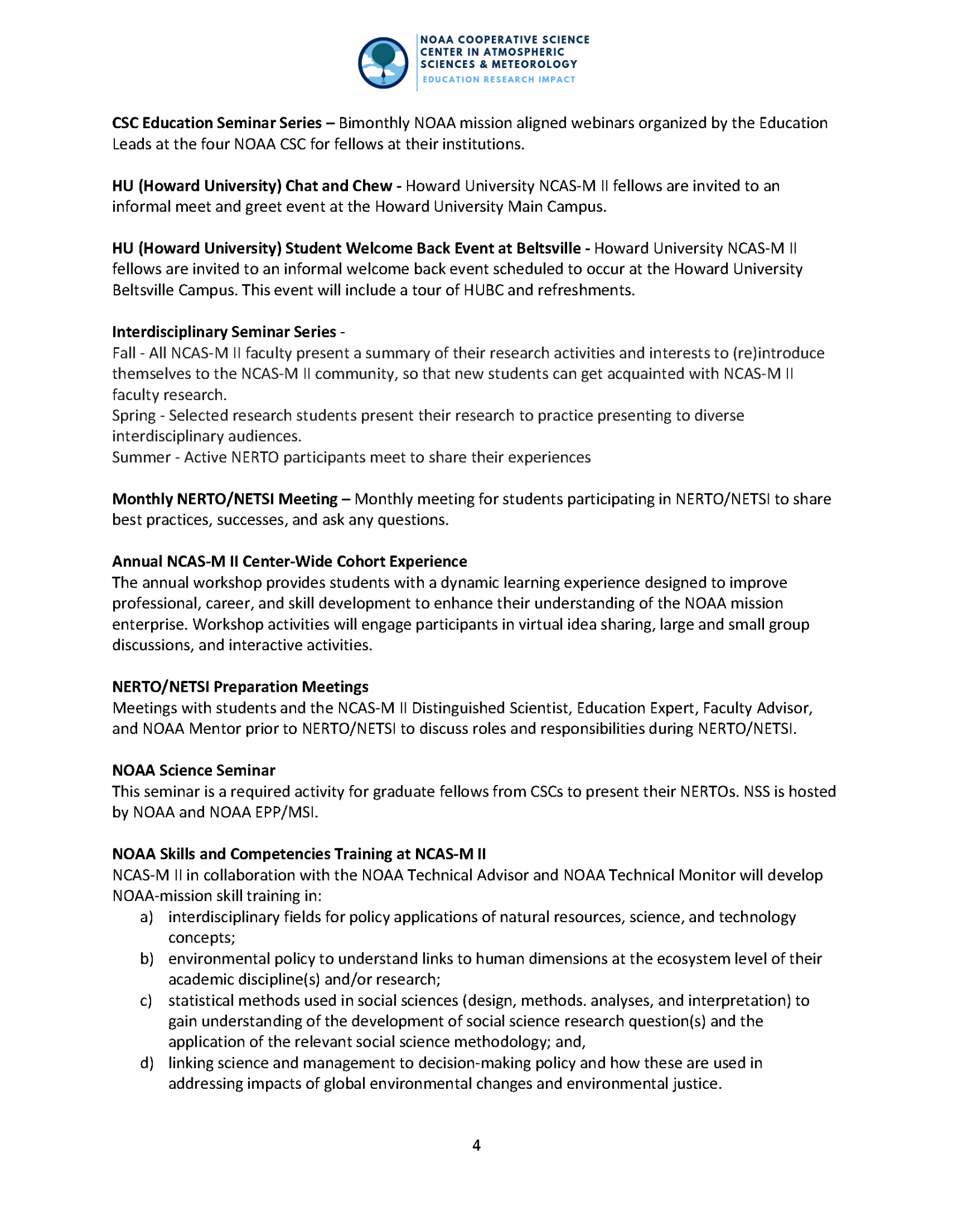 2023-2024 Education and Training Activities – NCAS-M II